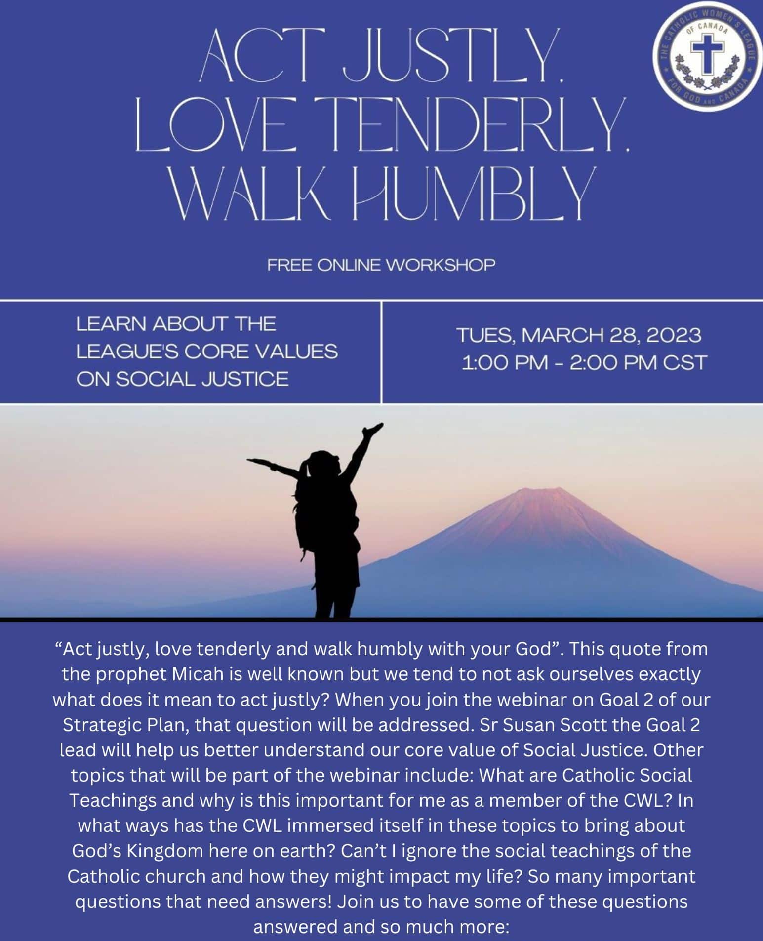 “Act Justly, Love Tenderly, Walk Humbly” Webinar - The Catholic Women's ...